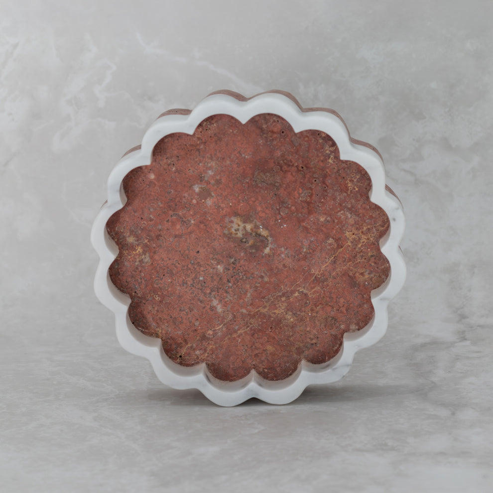 Stack Tray-Red Travertine/Carrara – Ogetto